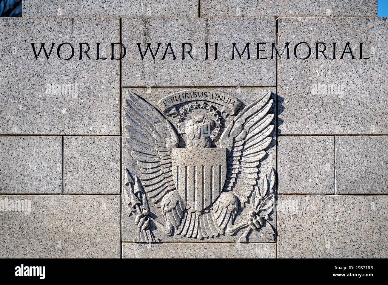 WASHINGTON DC — A bas relief American shield with eagle, arrows, and ...