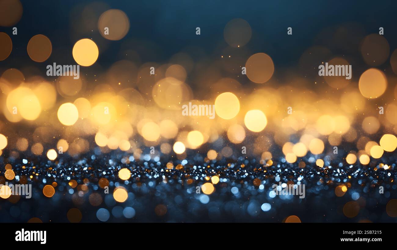 Floating midnight blue glitter particles creating a captivating ...