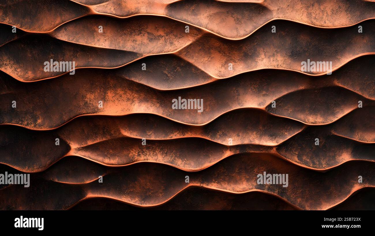 Captivating abstract pattern of rippled copper texture with deep ...