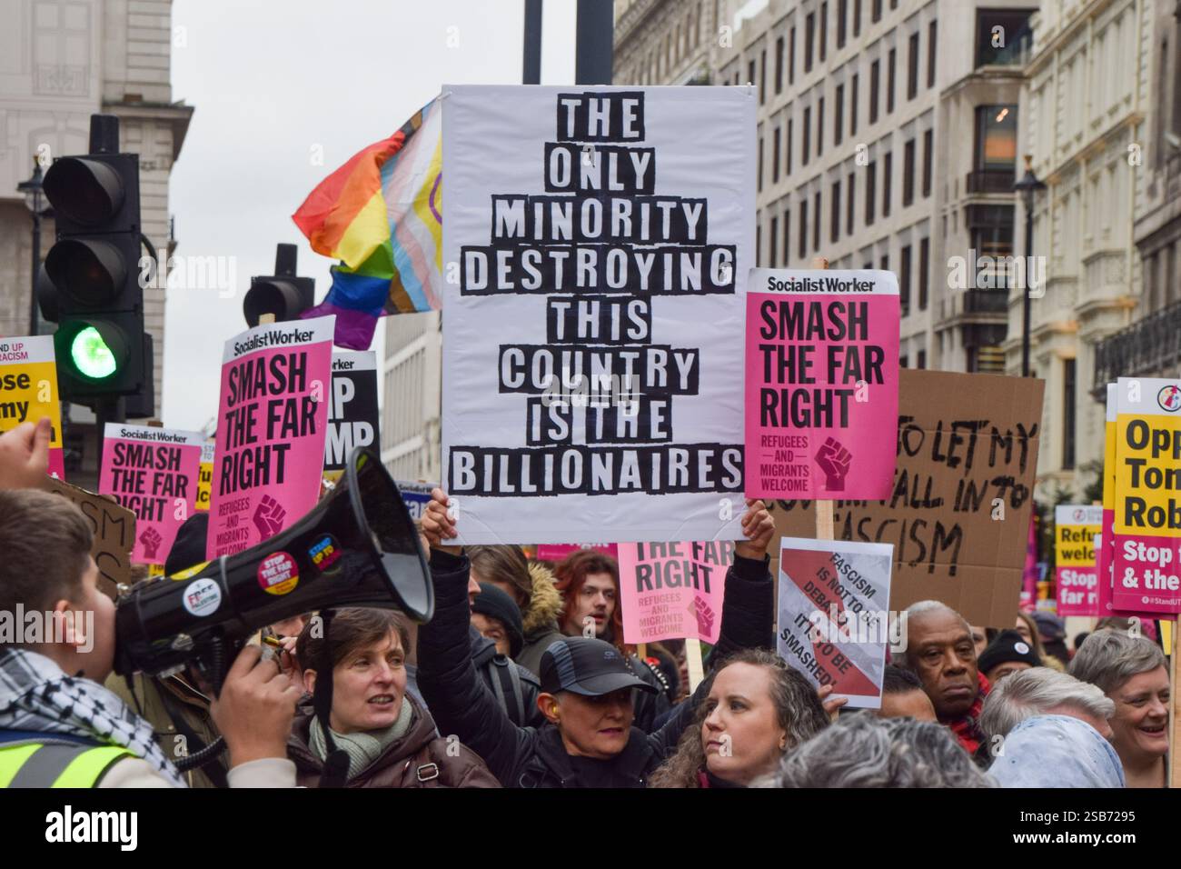 London, England, UK. 1st Feb, 2025. A protester holds a sign reading ...