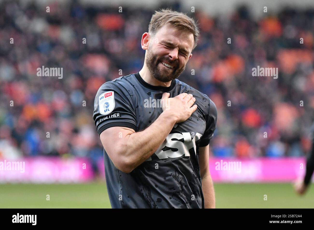 Blackpool, England. 1st Feb 2025. Matty Godden celebrates after scoring ...