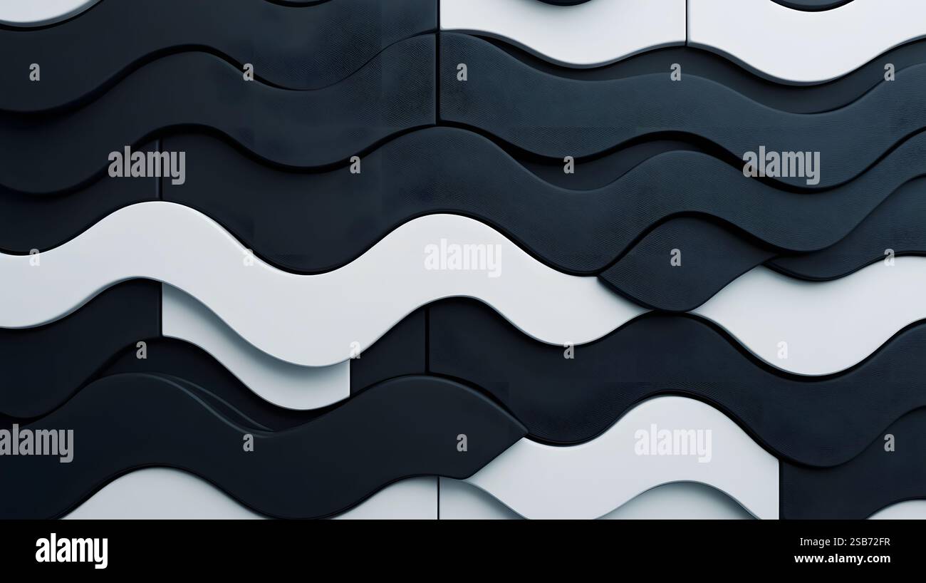 Captivating metallic wave-like patterns in a striking black and white ...