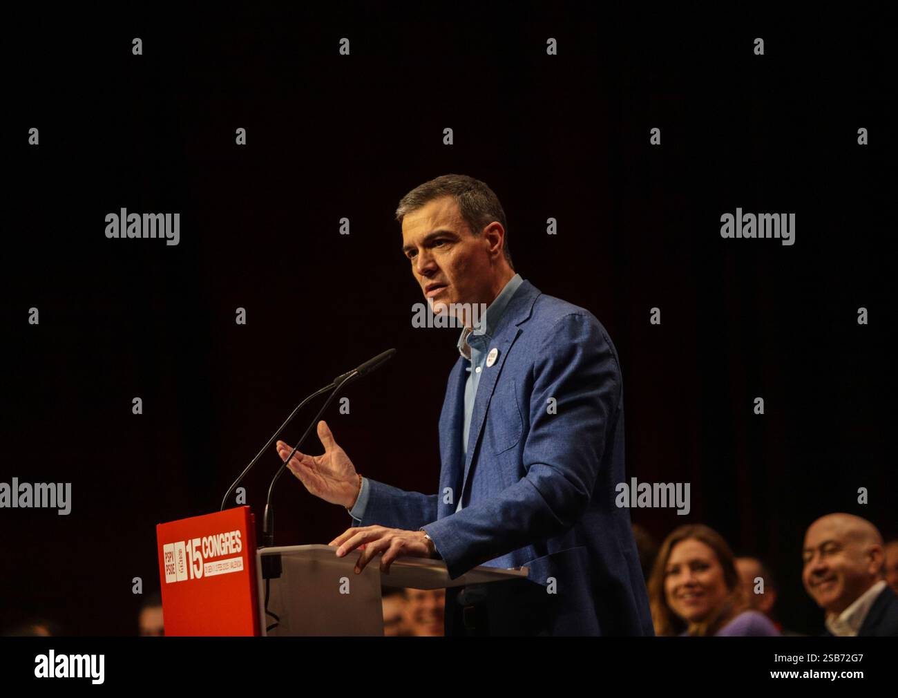 Prime Minister of Spain, Pedro Sánchez, during the 15th PSPV Congress ...