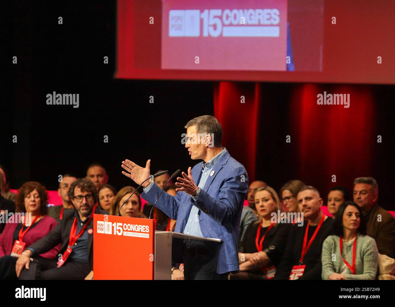 Prime Minister of Spain, Pedro Sánchez, during the 15th PSPV Congress ...