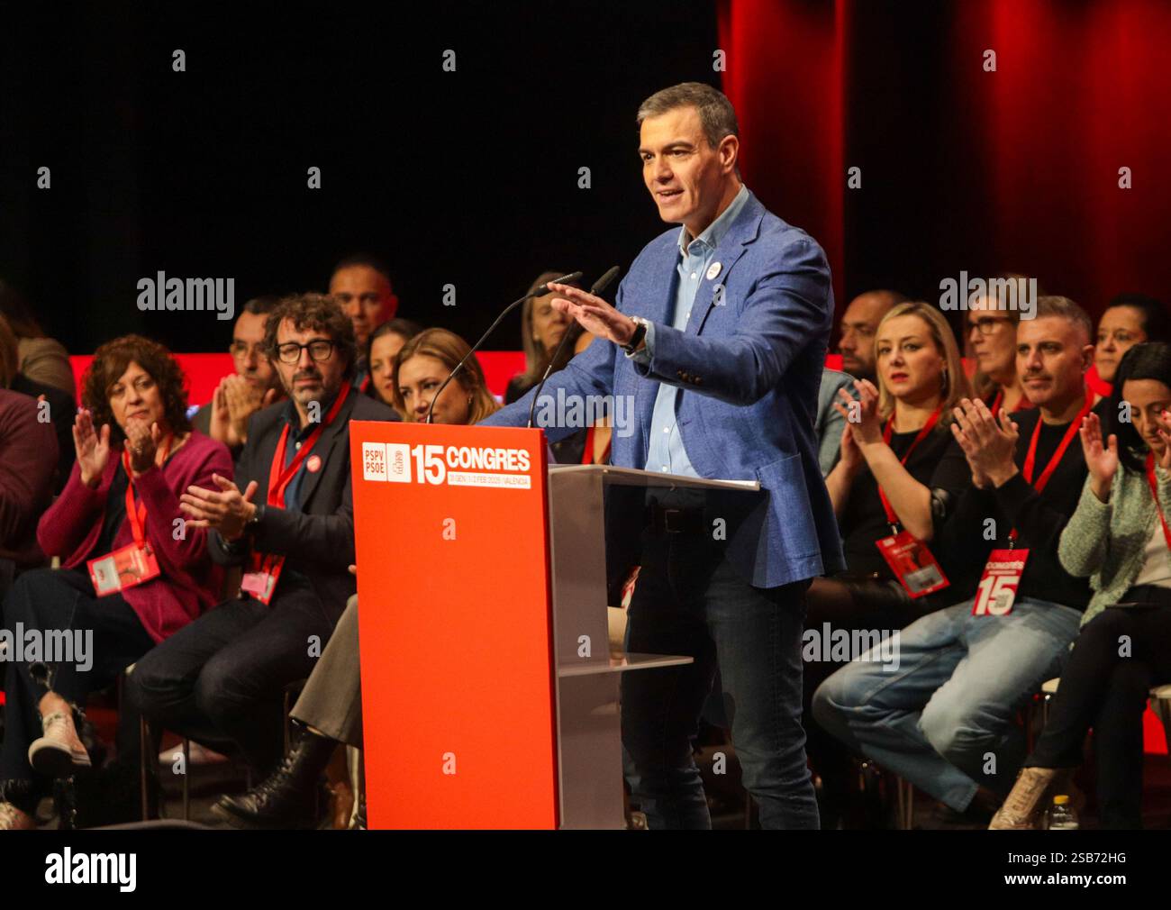 Prime Minister of Spain, Pedro Sánchez, during the 15th PSPV Congress ...