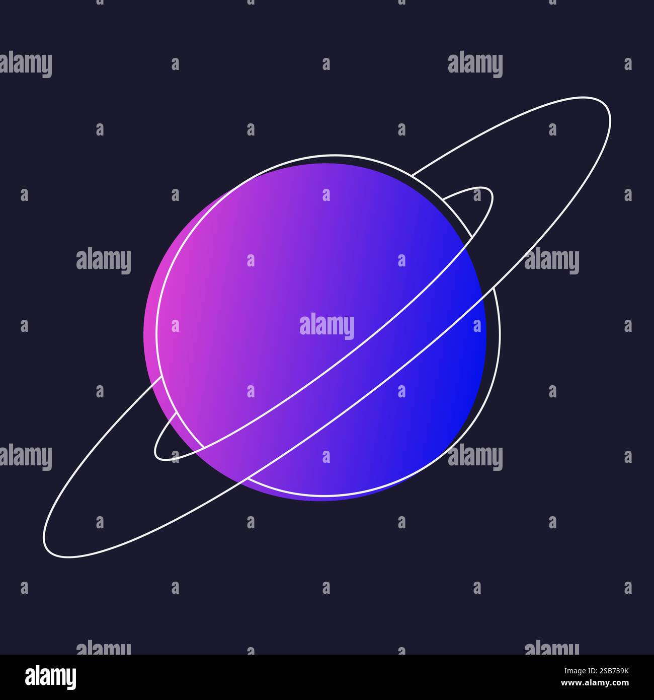 Purple and Blue Saturn Icon on Black Background. Vector illustration ...