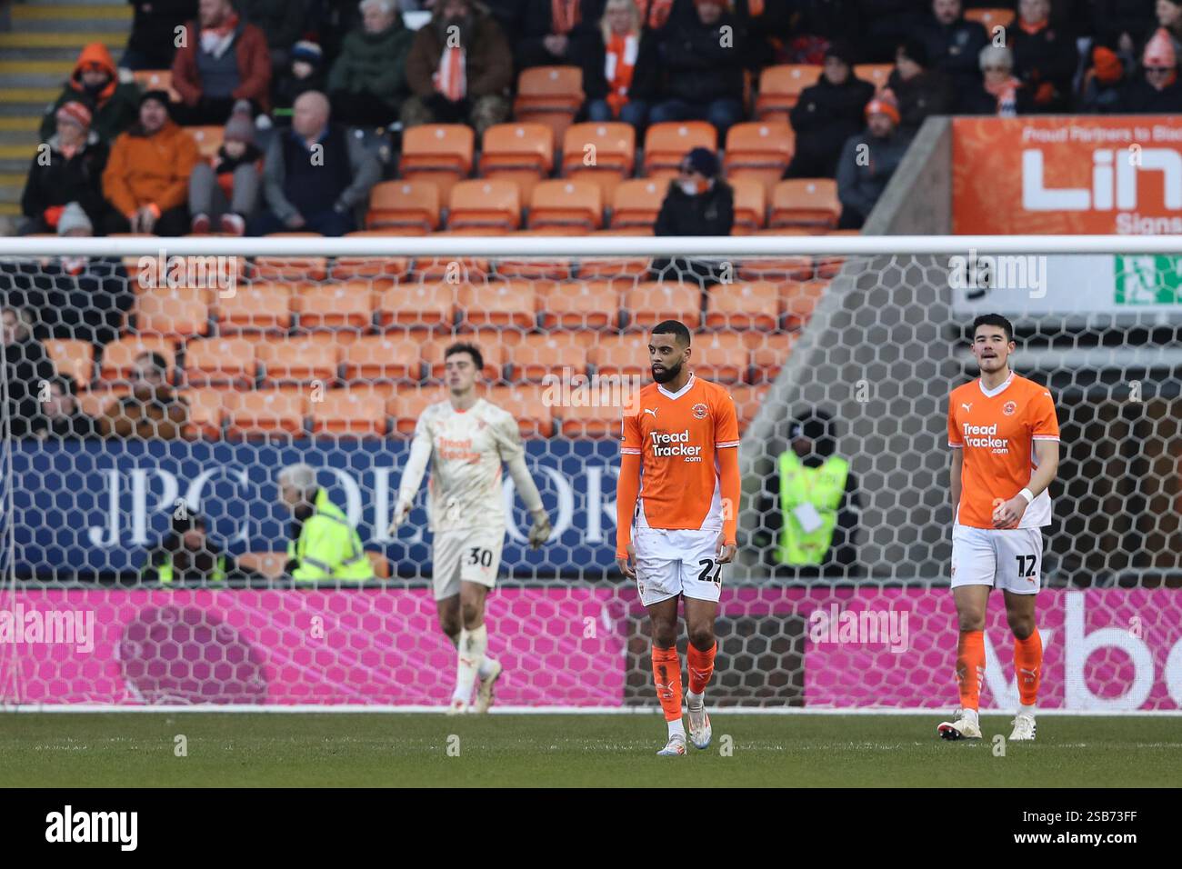 Blackpool, UK. 01st Feb, 2025. CJ Hamilton of Blackpool reacts to his ...