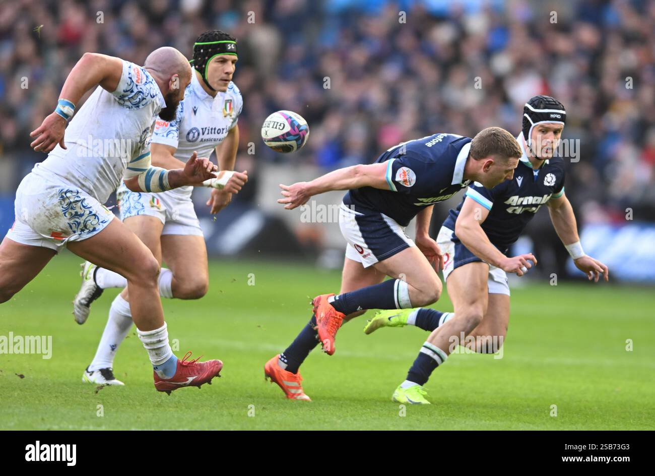 Edinburgh, Scotland, 1st February 2025. Finn Russell of Scotland tries ...