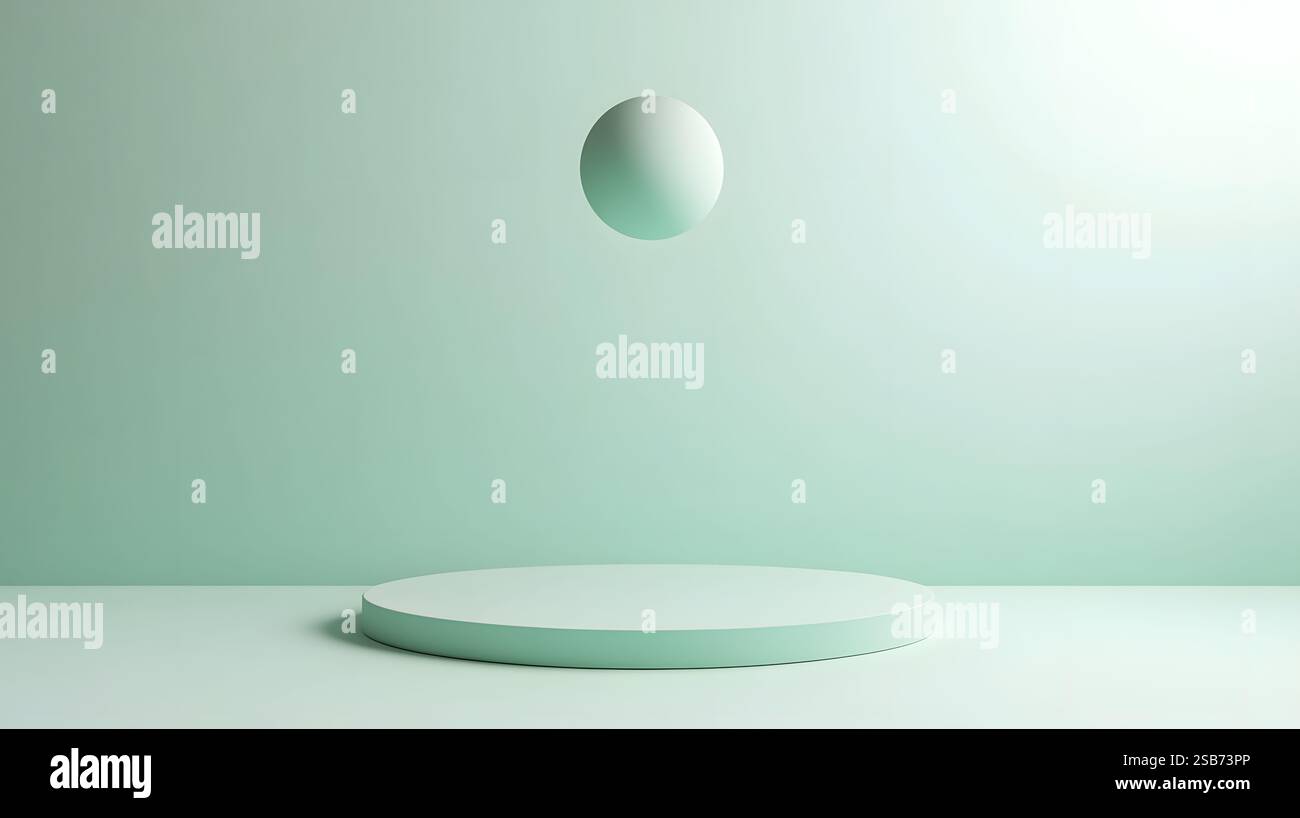 Curvaceous Light Green 3D Platform with Soft Gradients and Floating ...