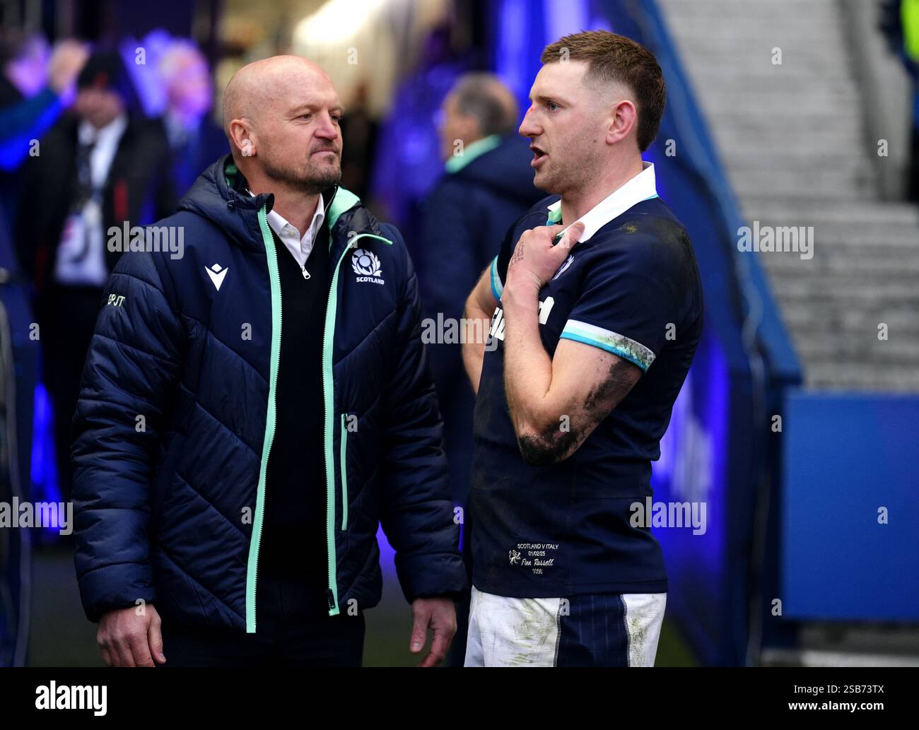 Scotland head coach Gregor Townsend with Finn Russell (right) following ...