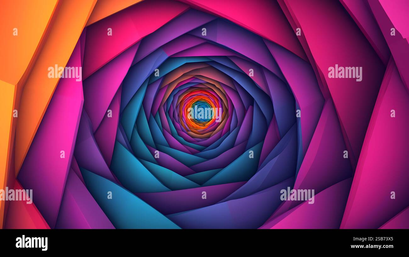 Mesmerizing spiral formation of concentric geometric squares in vibrant ...