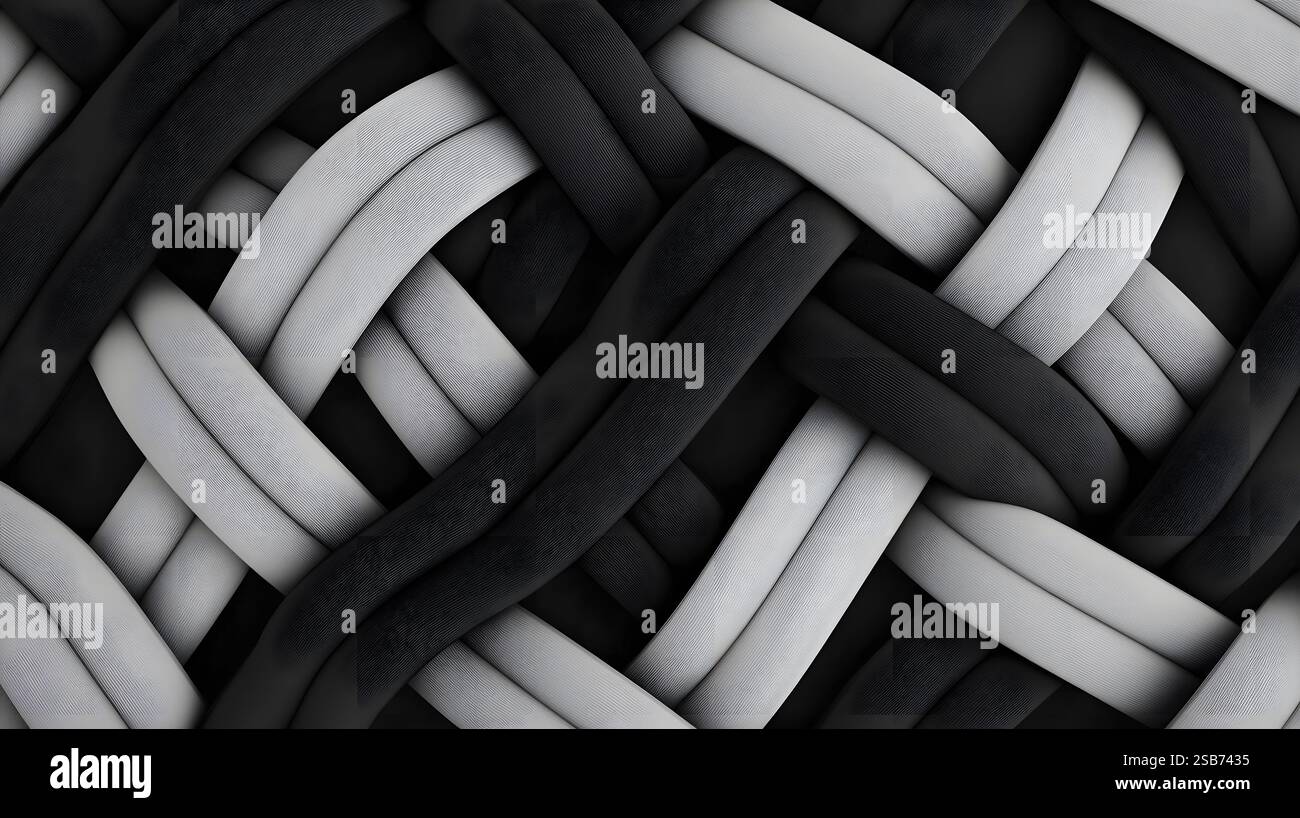 Intertwined Monochrome Geometric Abstract Design with a Sense of Depth ...