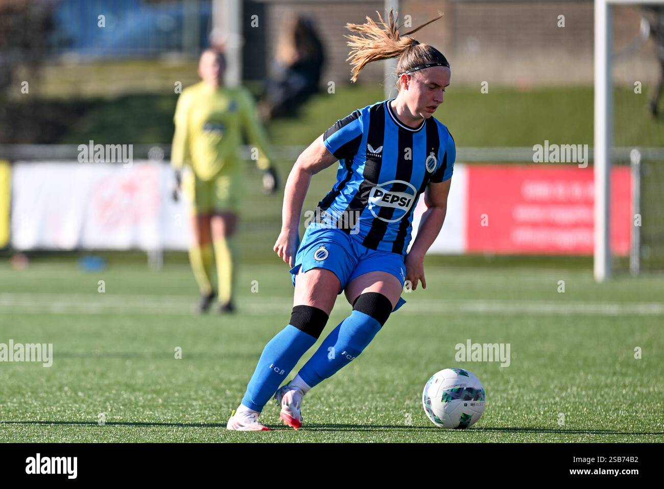 Aalter, Belgium. 01st Feb, 2025. Davinia Vanmechelen (25) of Club YLA pictured during a female ...