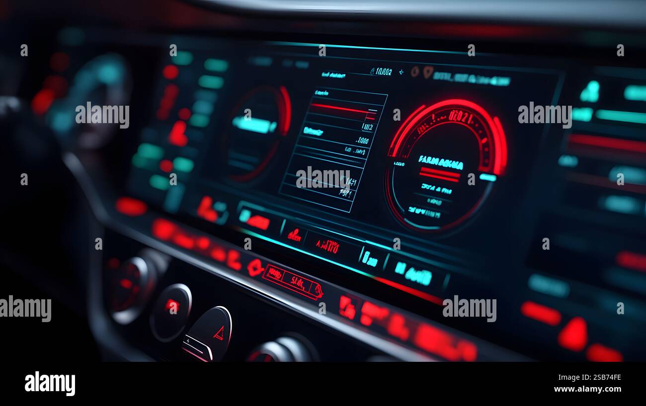 Digital Car Dashboard Interface with Futuristic Insurance Metrics and ...