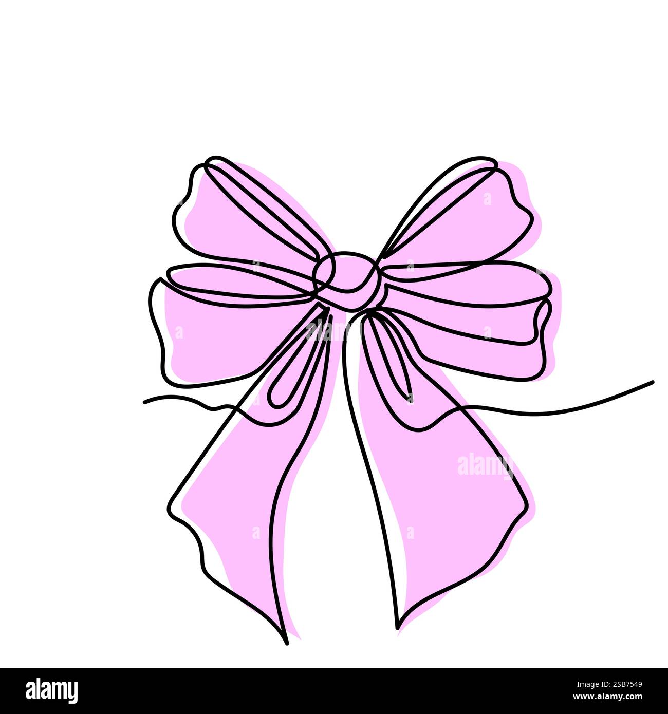 A simple yet elegant pink bow is neatly tied with flowing ribbons ...