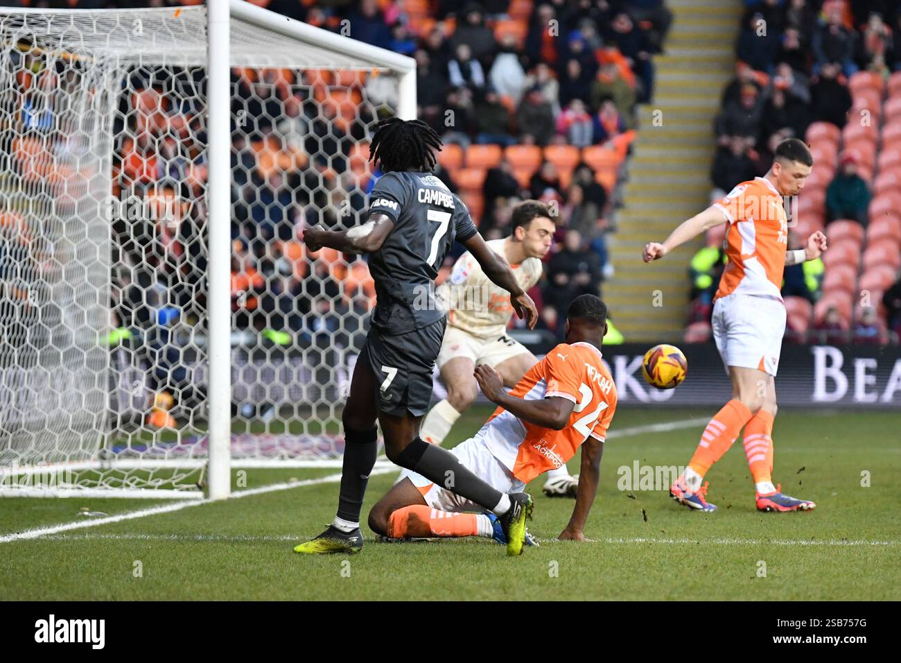 Blackpool, England. 1st Feb 2025. Oliver Casey scores an own goal ...
