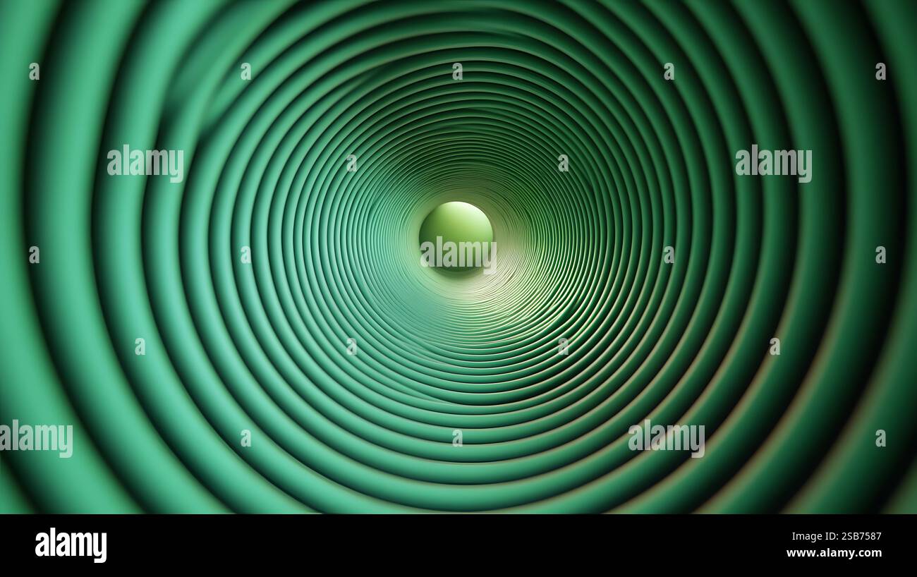 Mesmerizing green spiral cylinder tunnel with a dynamic,radial pattern ...