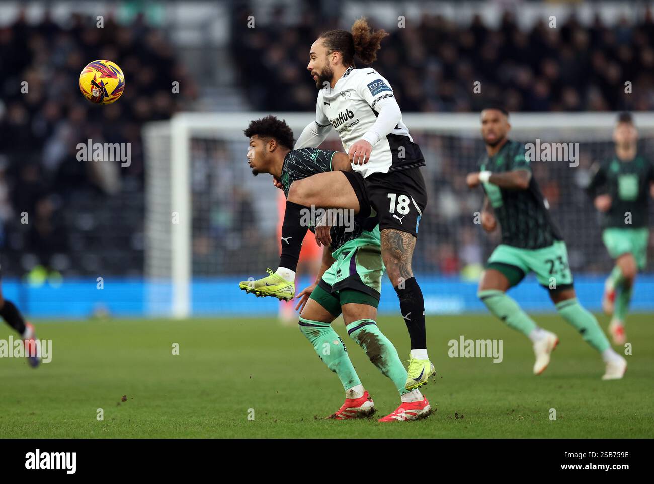 Derby County's Marcus Harness (right) during the Sky Bet Championship ...