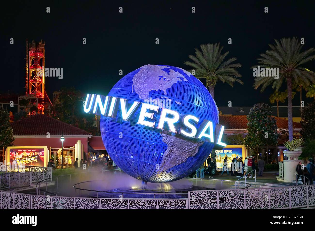 Orlando, USA - January 15 2025: Universal Studios globe at Universal Studios Orlando, a popular ...