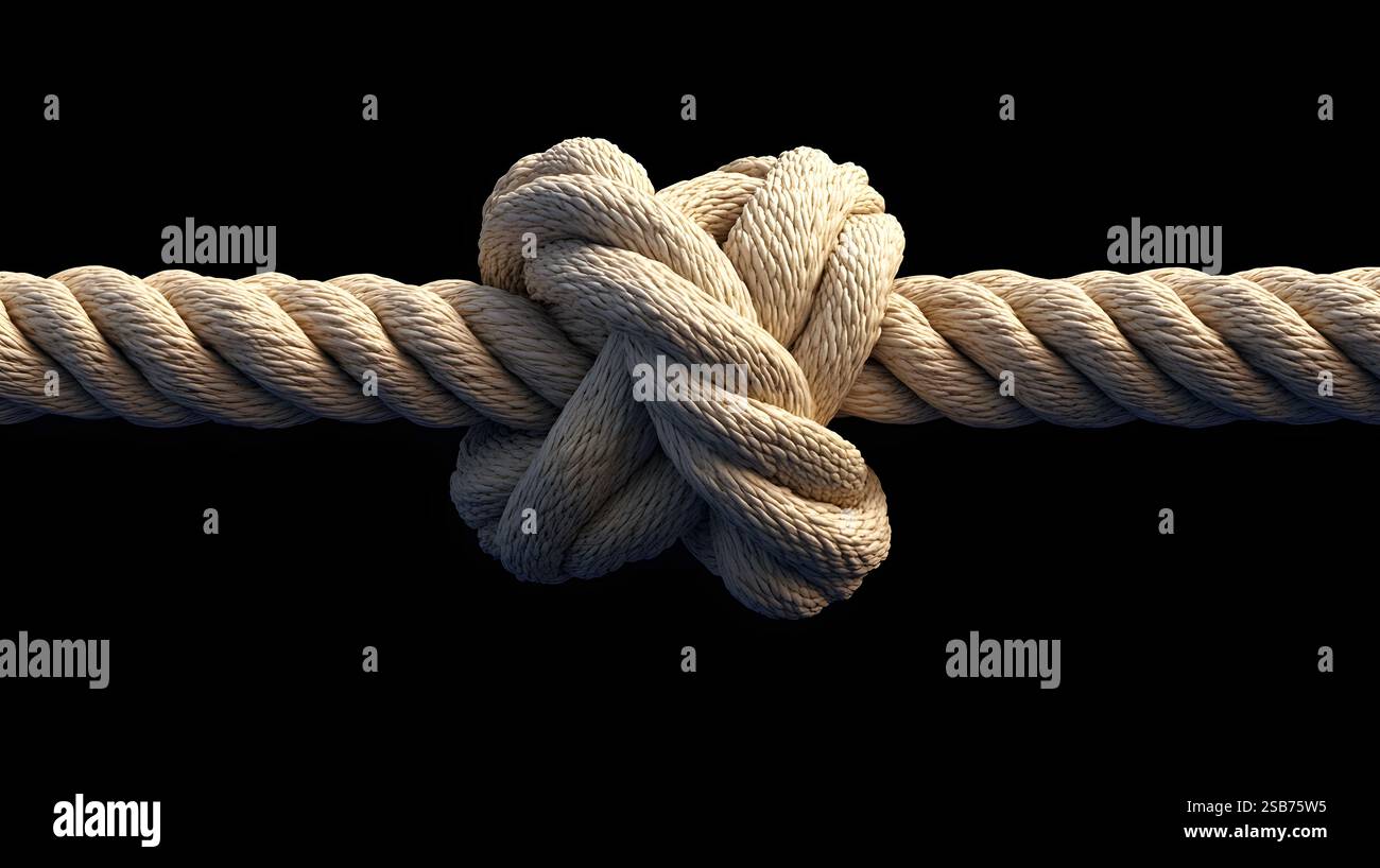 Knotted rope floating in an isolated 3D the intricate design and ...