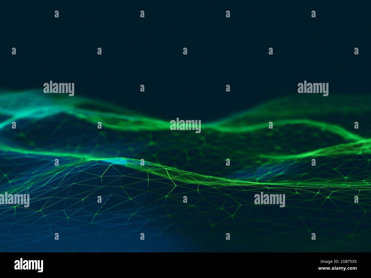3d rendering low poly background. Connecting dots and lines in digital triangles structure. Big ...