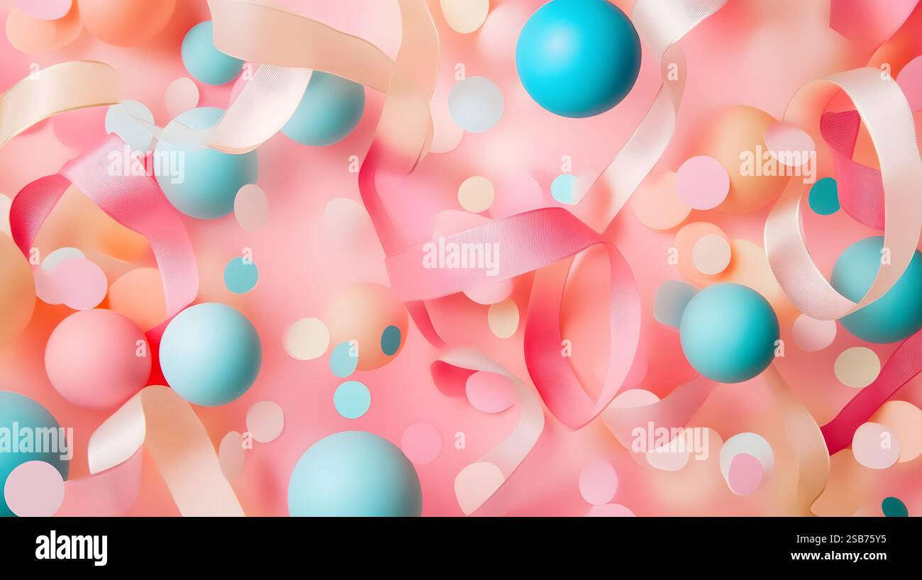 Vibrant pastel-colored orbs and ribbons floating and flowing in a ...