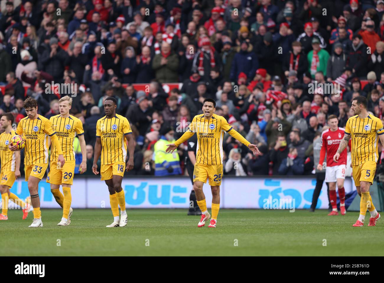 Nottingham, UK. 01st Feb, 2025. Matt O'Riley (B&HA), Jan Paul van Hecke ...