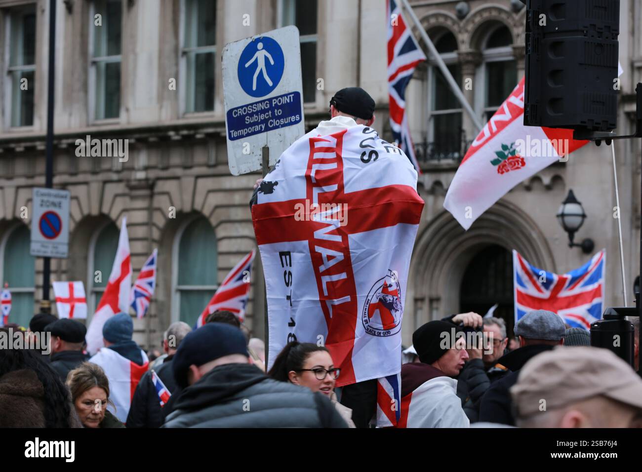 London, UK. 01 February 2025. Supporters of Tommy Robinson (real name ...