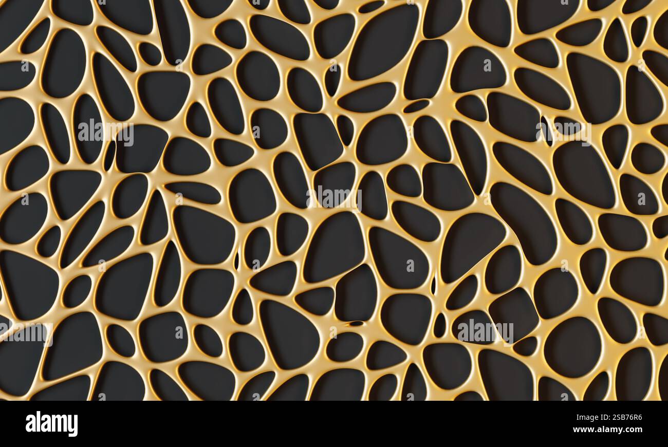 Shiny parametric architectural background. Organic ornate in golden ...