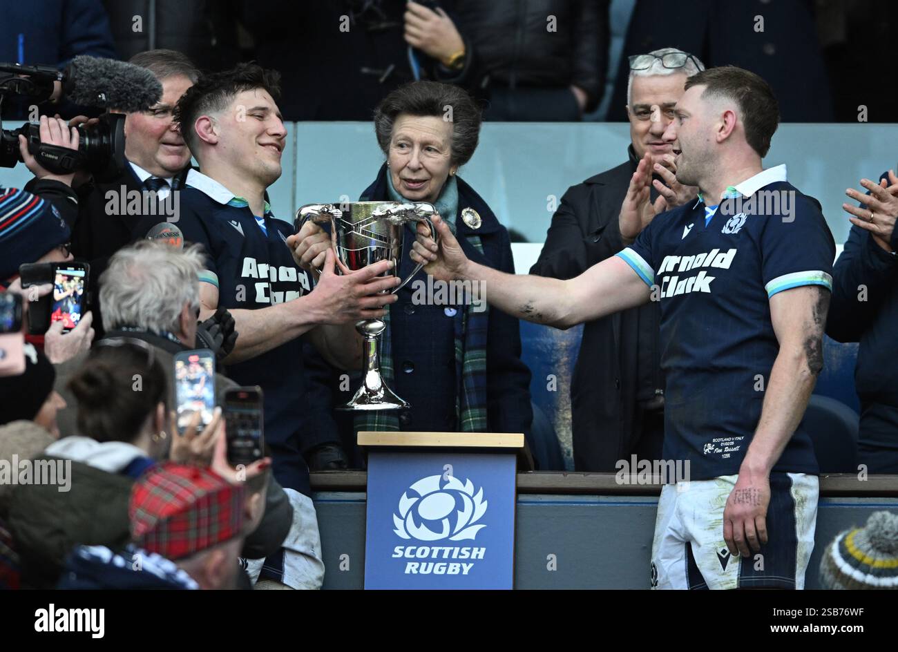 Edinburgh, UK. 1st Feb, 2025. Co-Captains Rory Darge and Finn Russell ...