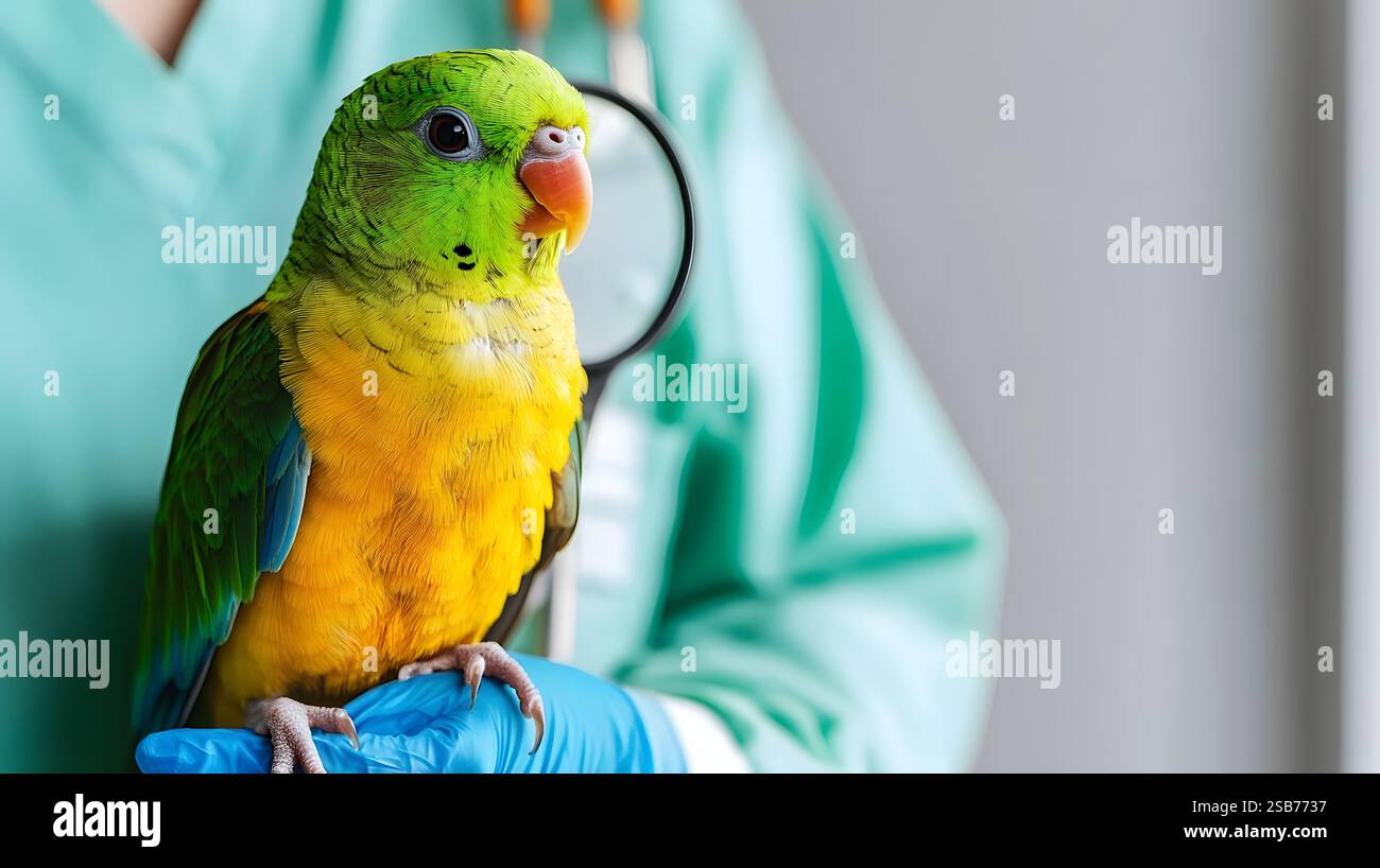 Veterinary Examination of Bird Feathers Using Magnifying Glass for ...