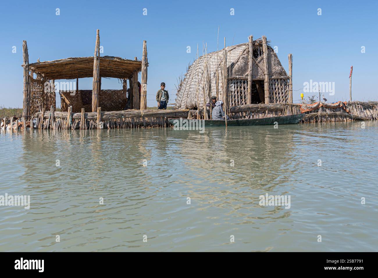 A boat trip in the marshlands of iraq near Chibayish, Chabaish ...