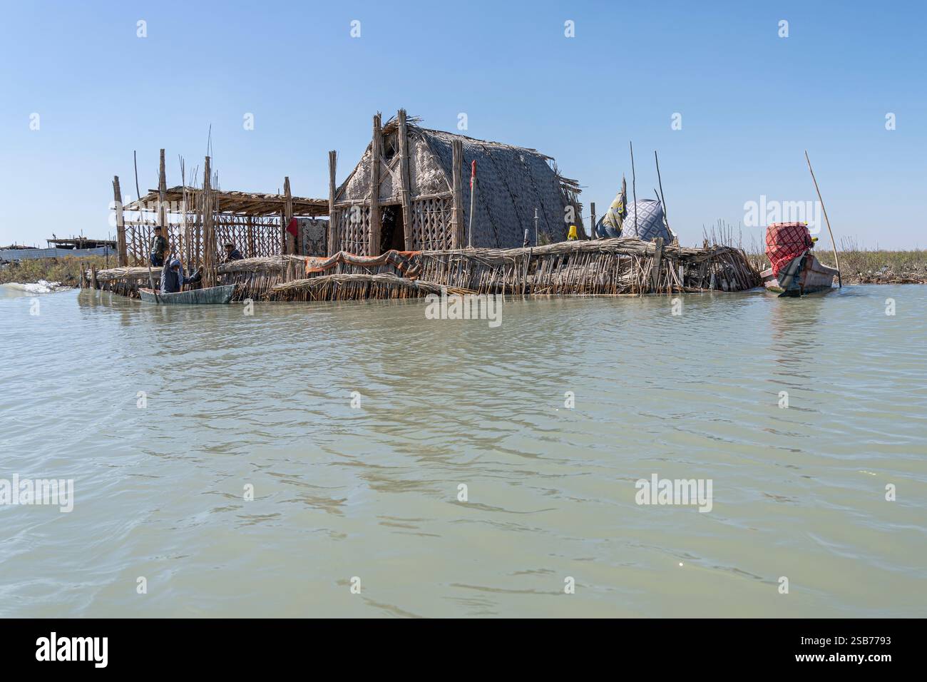 A boat trip in the marshlands of iraq near Chibayish, Chabaish ...
