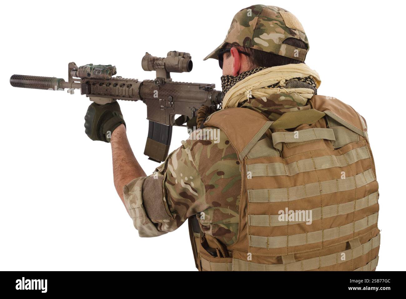 special force operator fire carbine M4 isolated on white Stock Photo ...
