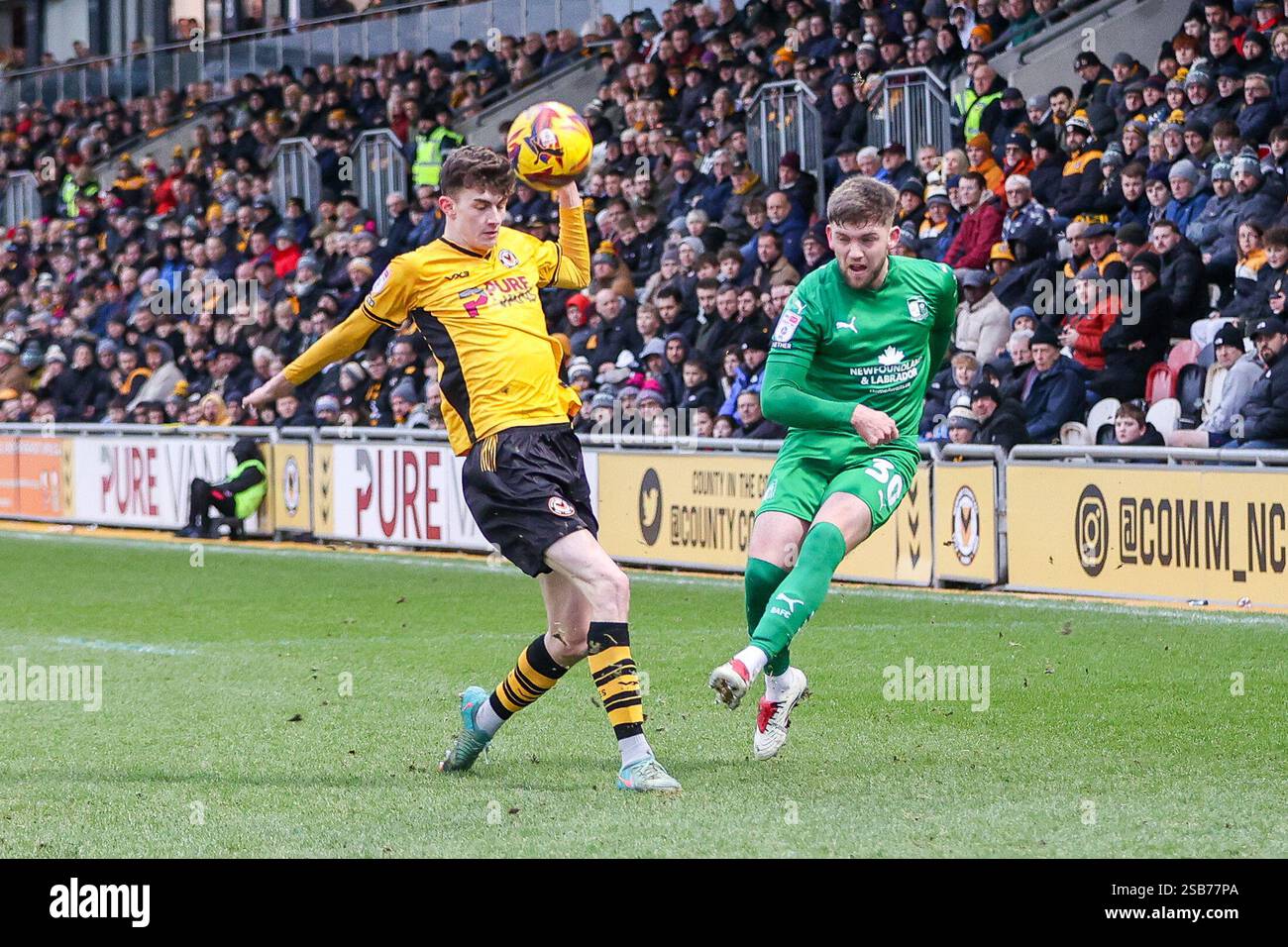 #30, Ben Jackson of Barrow AFC fires it across during the Sky Bet ...