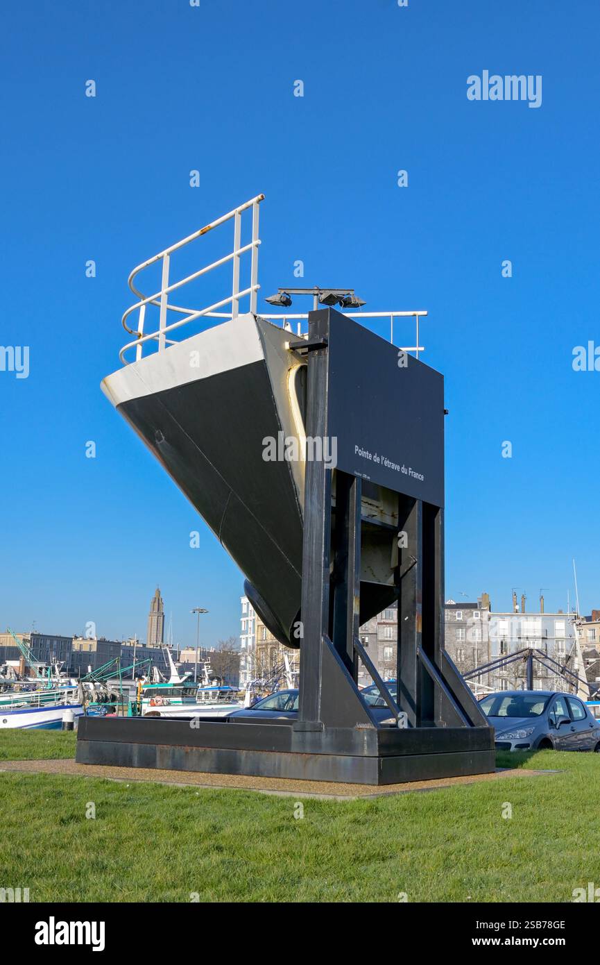 Le Havre, France - 16 January 2025: Bow of the famous steamship SS ...