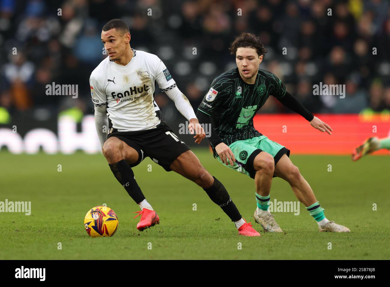 Kayden Jackson of Derby County controls the ball during the Sky Bet ...