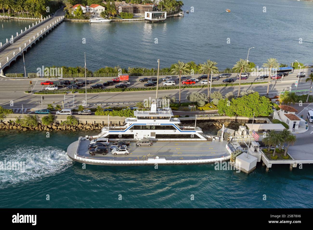 Miami, Florida, USA - 4 January 2025: Aerial view of one of the car ...
