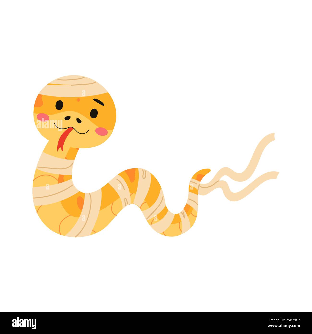 A cartoon snake is wrapped in bandages, with a white background Stock ...