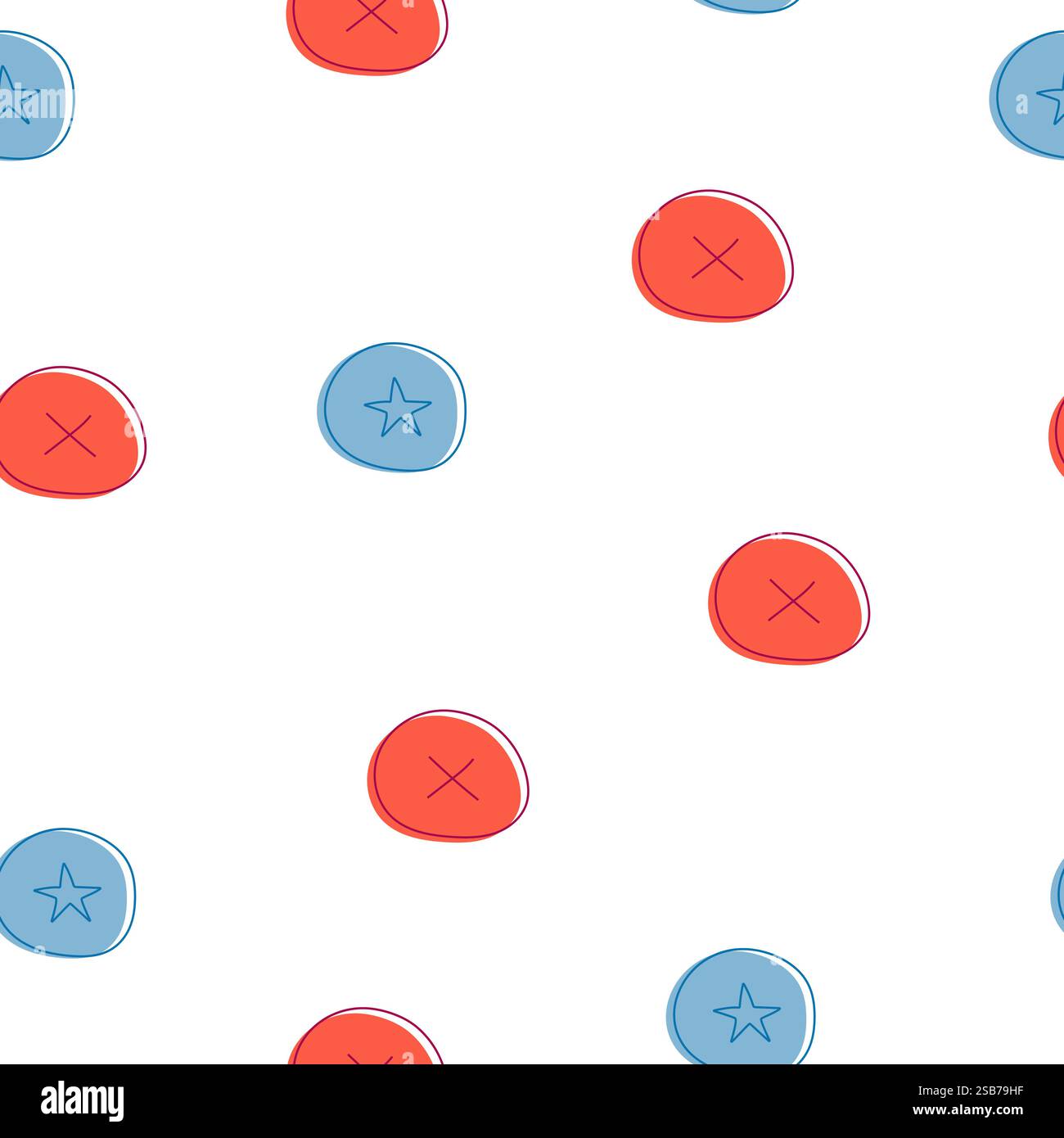 White background featuring a collection of red and blue buttons in ...