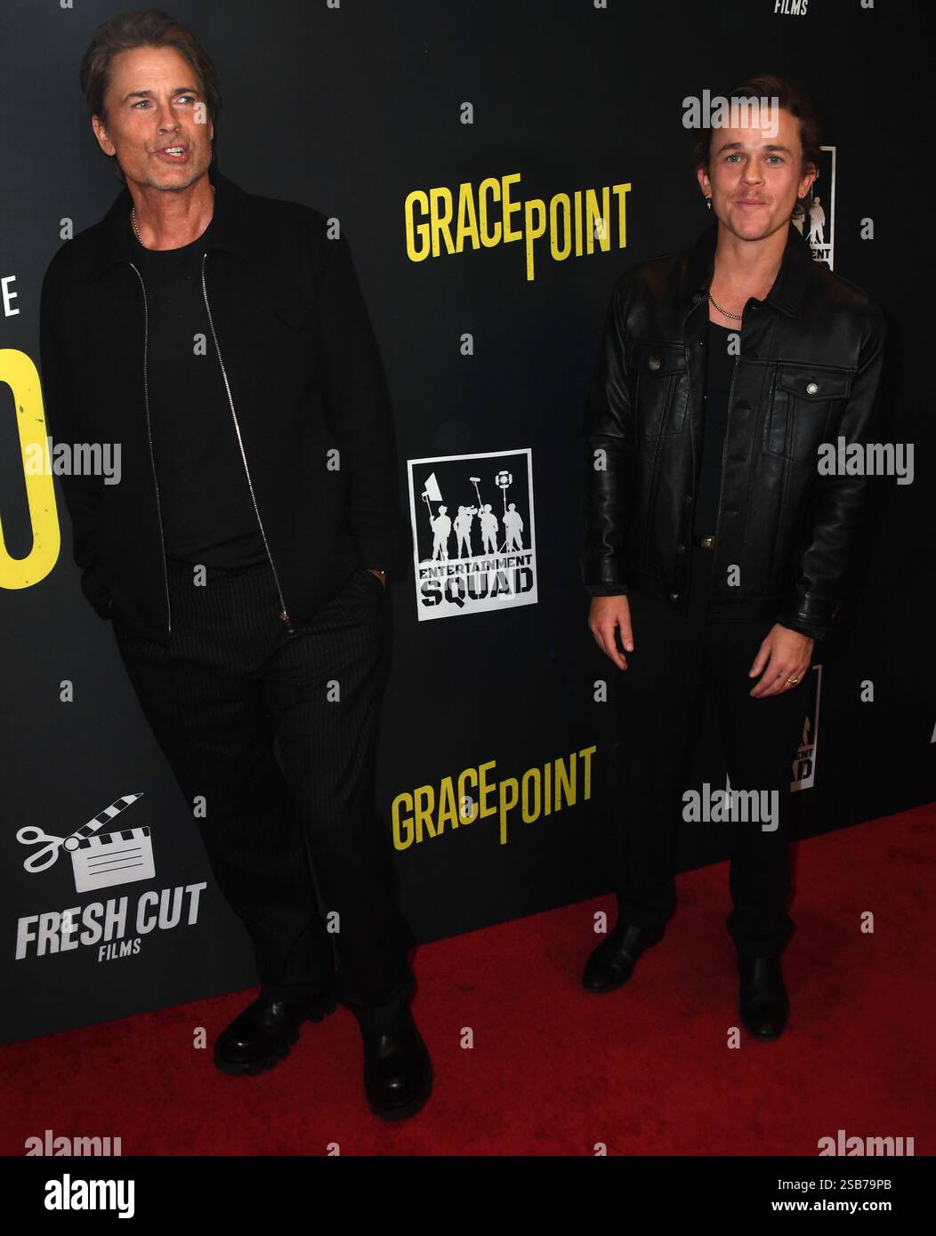 Actor Rob Lowe poses with actor/son John Owen Lowe at the Los Angeles ...