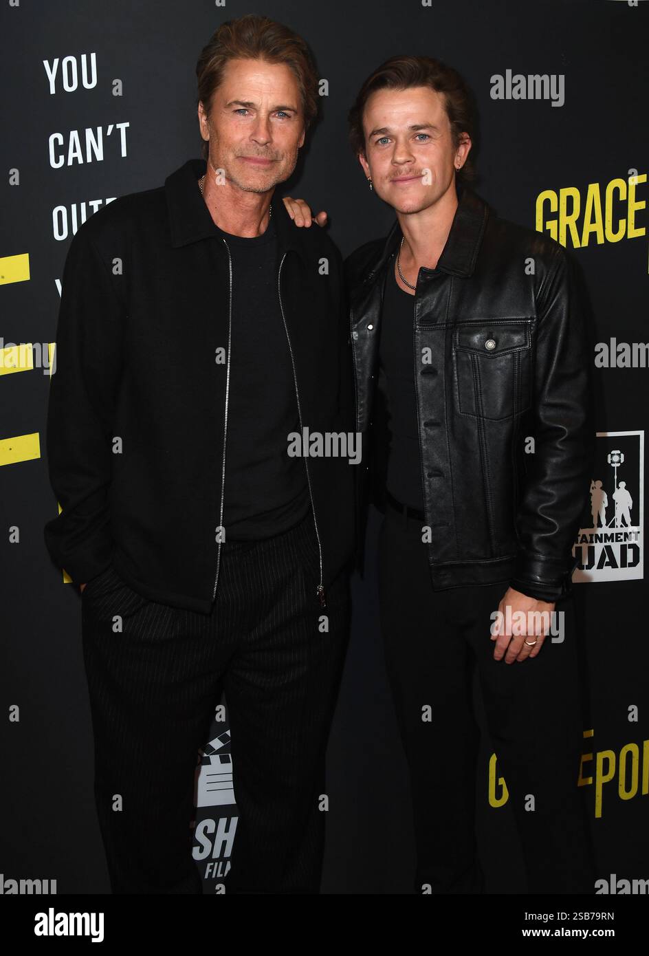 Actor Rob Lowe poses with actor/son John Owen Lowe at the Los Angeles ...