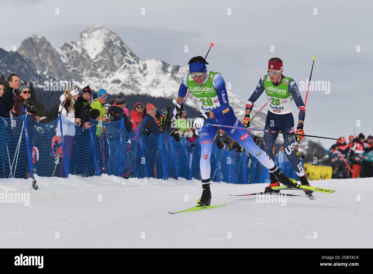 SEEFELD, AUSTRIA - FEBRUARY 1: Aaron Kostner of Italy and Benjamin ...