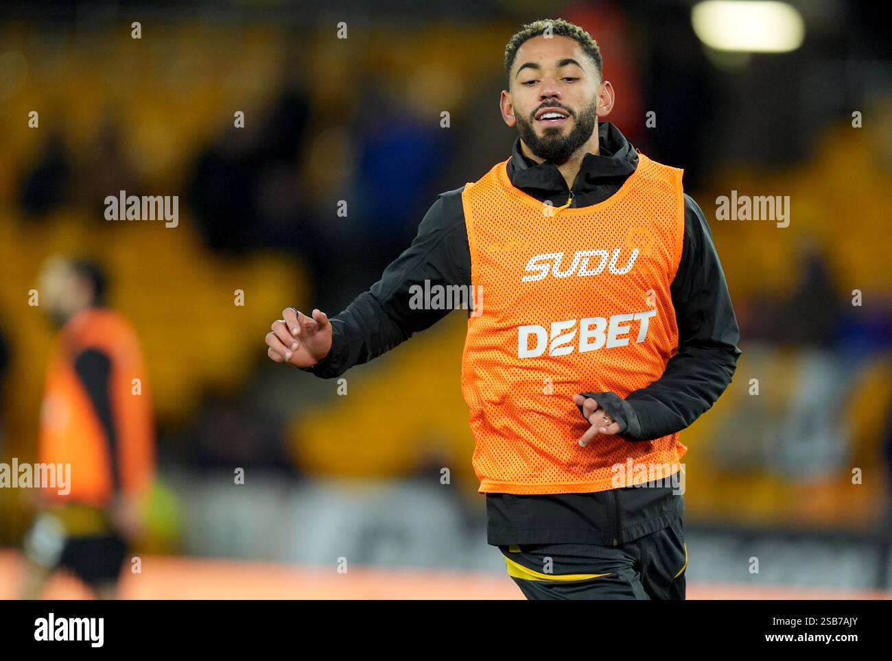 Wolverhampton Wanderers' Matheus Cunha during the warm up before the ...