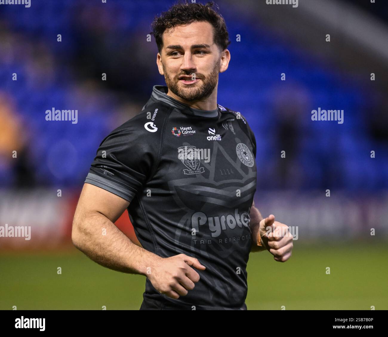 Toby King of Warrington Wolves during pre match warm up ahead of Toby ...