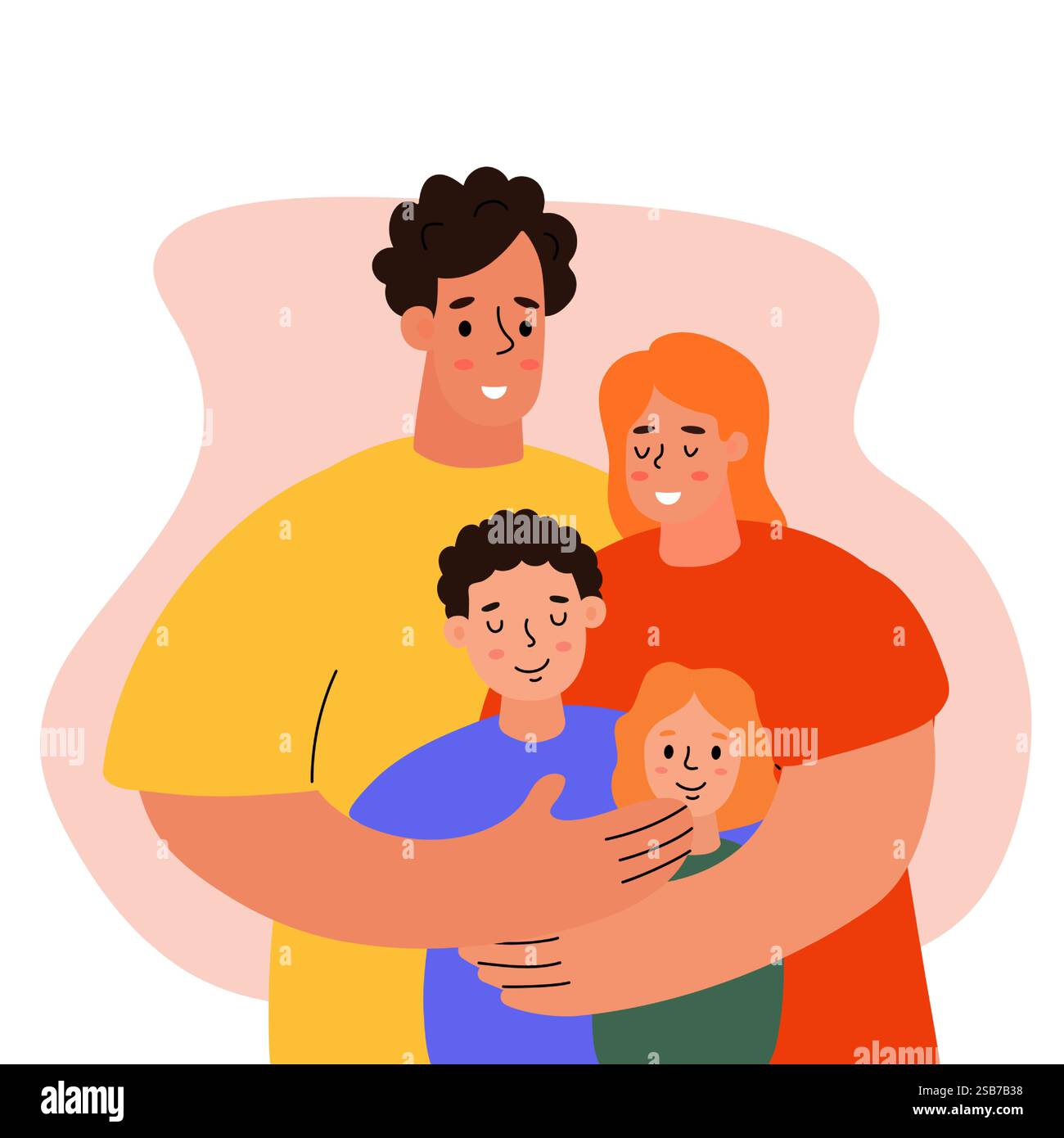 Family Embracing Together in a Warm and Loving Environment Stock Vector ...