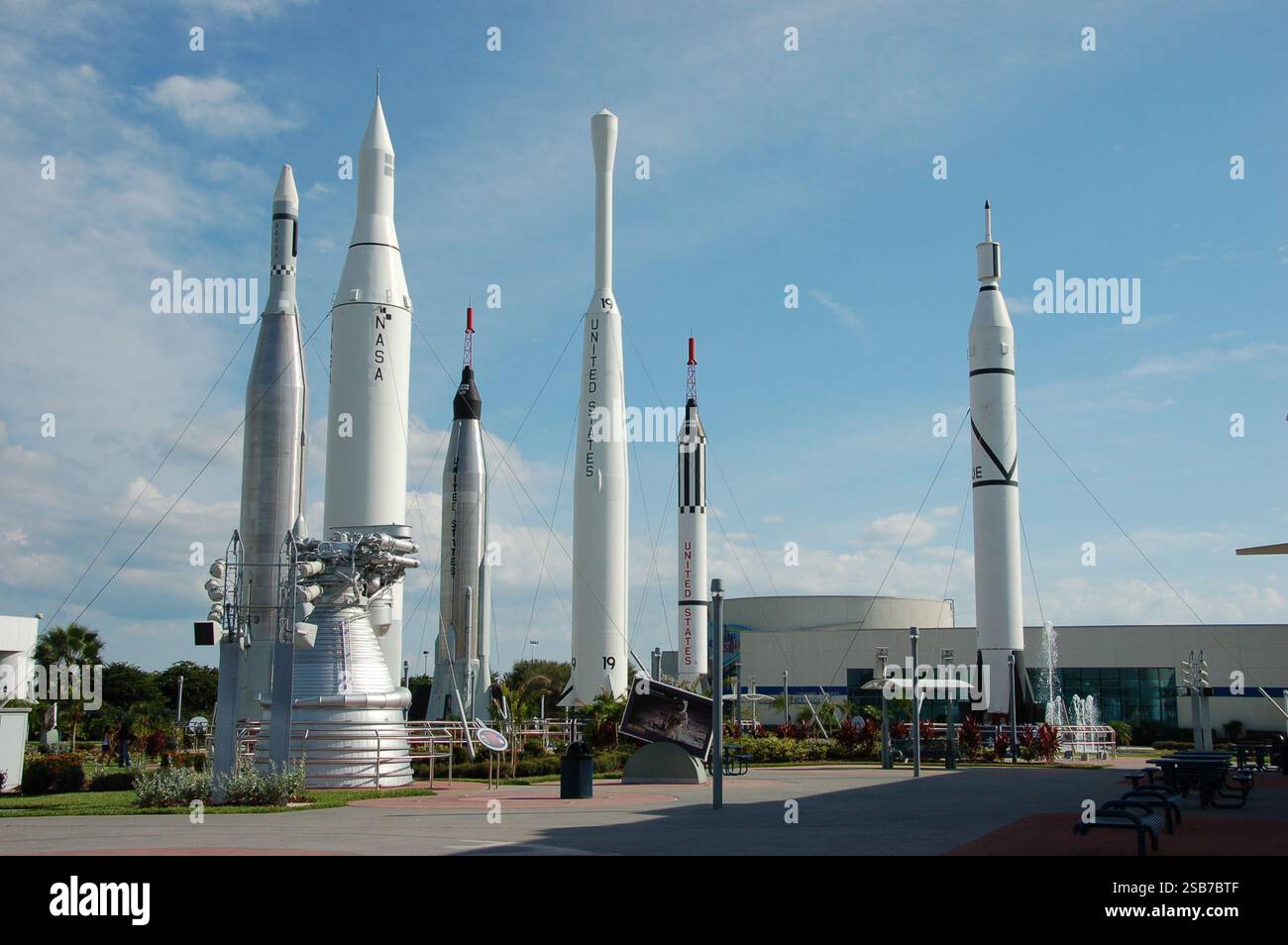 Display of multiple rockets at the Kennedy Space Center, showcasing ...