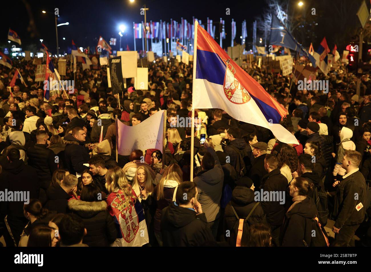 People gather during a protest over the collapse of a concrete canopy ...