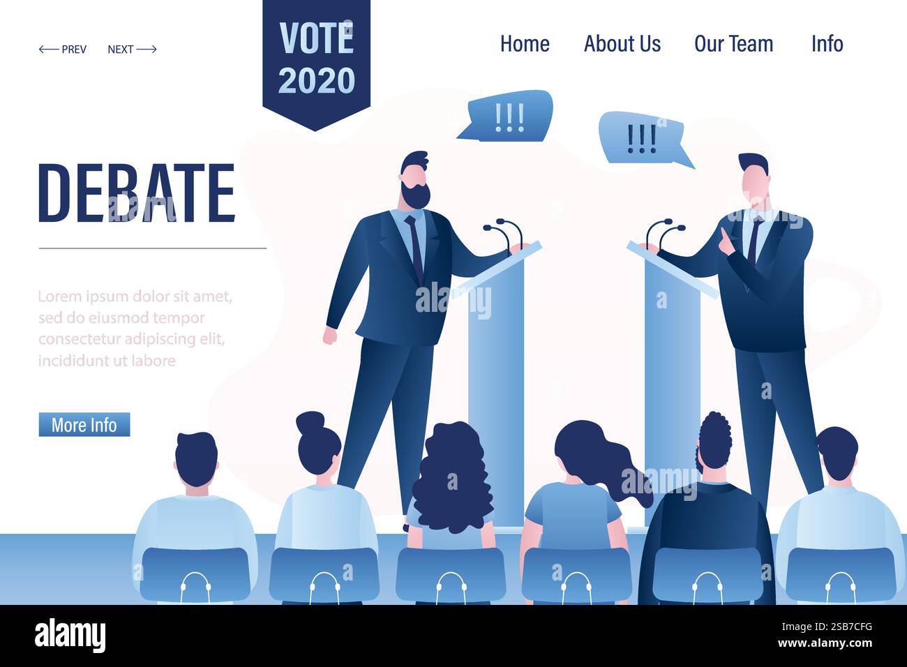 Debate landing page template. Leaders of opposing political parties ...