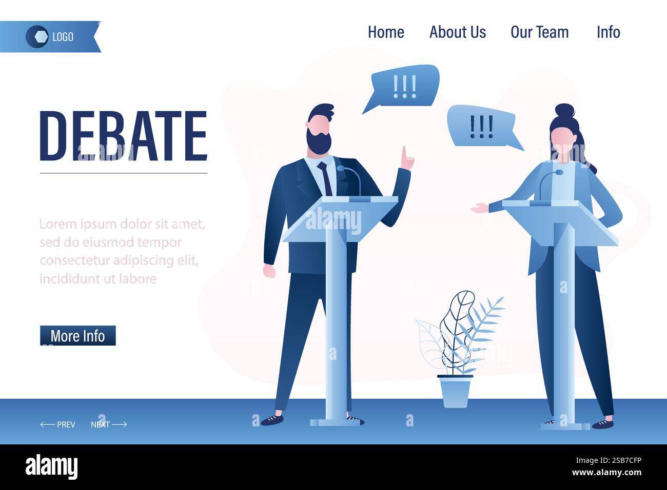 Debate before vote landing page template. Leaders of opposing political ...